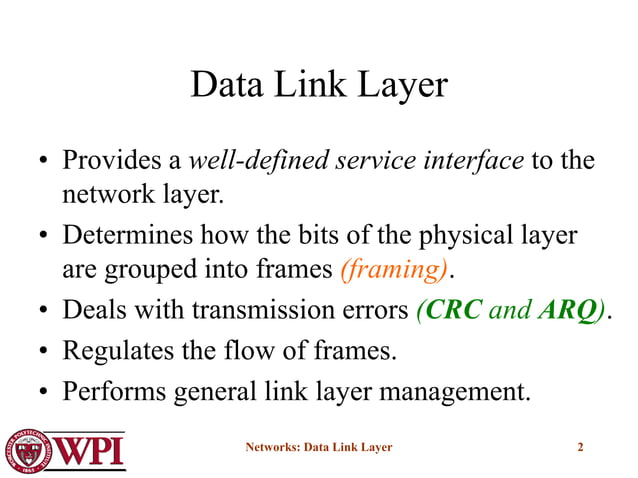 Data Link Layer of OSI Model responsibilities | PPT