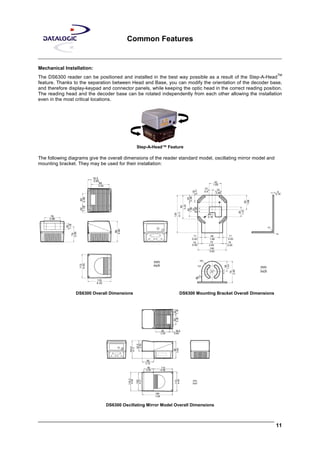 데이타로직 Datalogic DS6300 1D 산업용 고정식 바코드스캐너 레이저스캐너 매뉴얼 | PDF