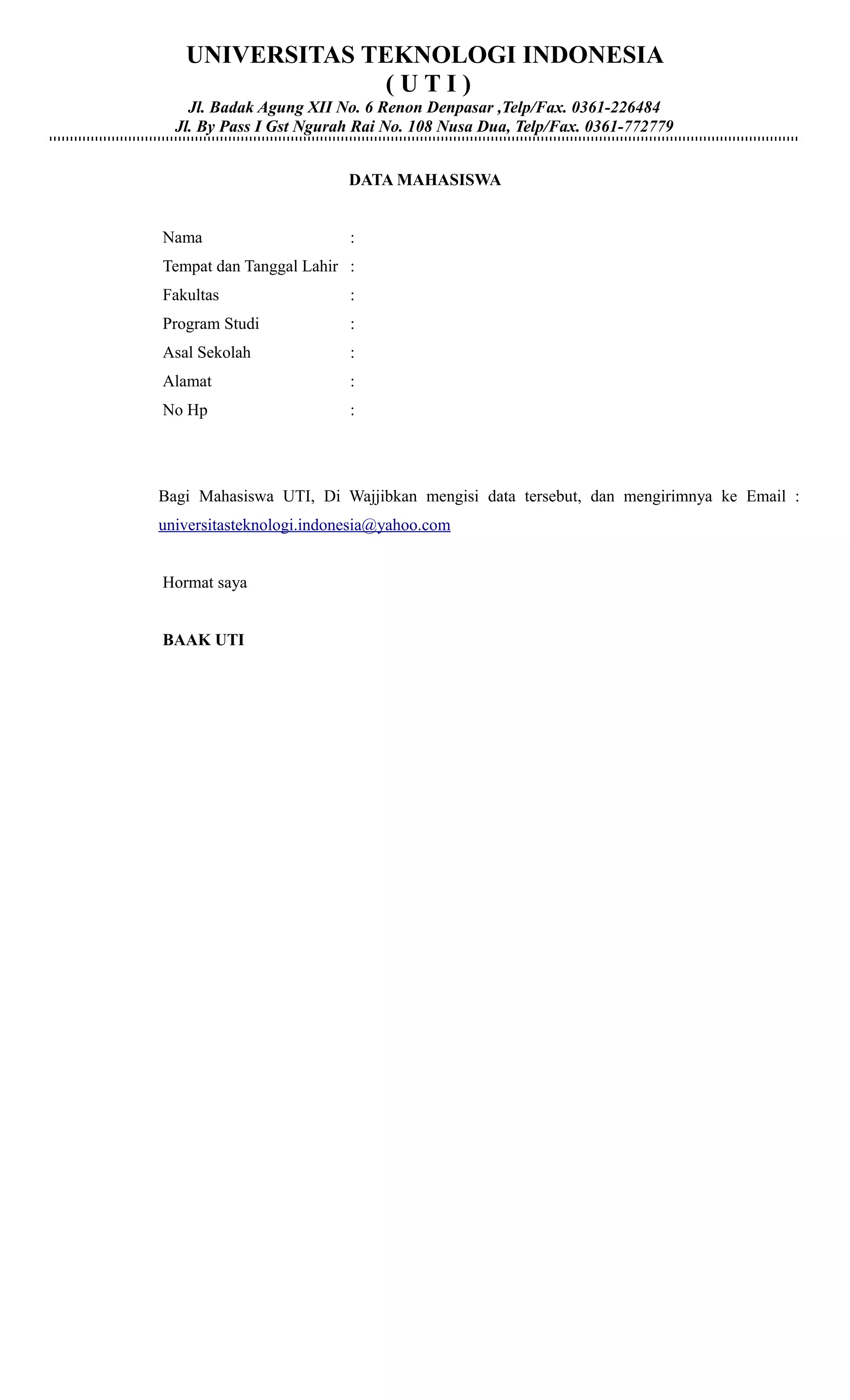 Data mahasiswa | RTF