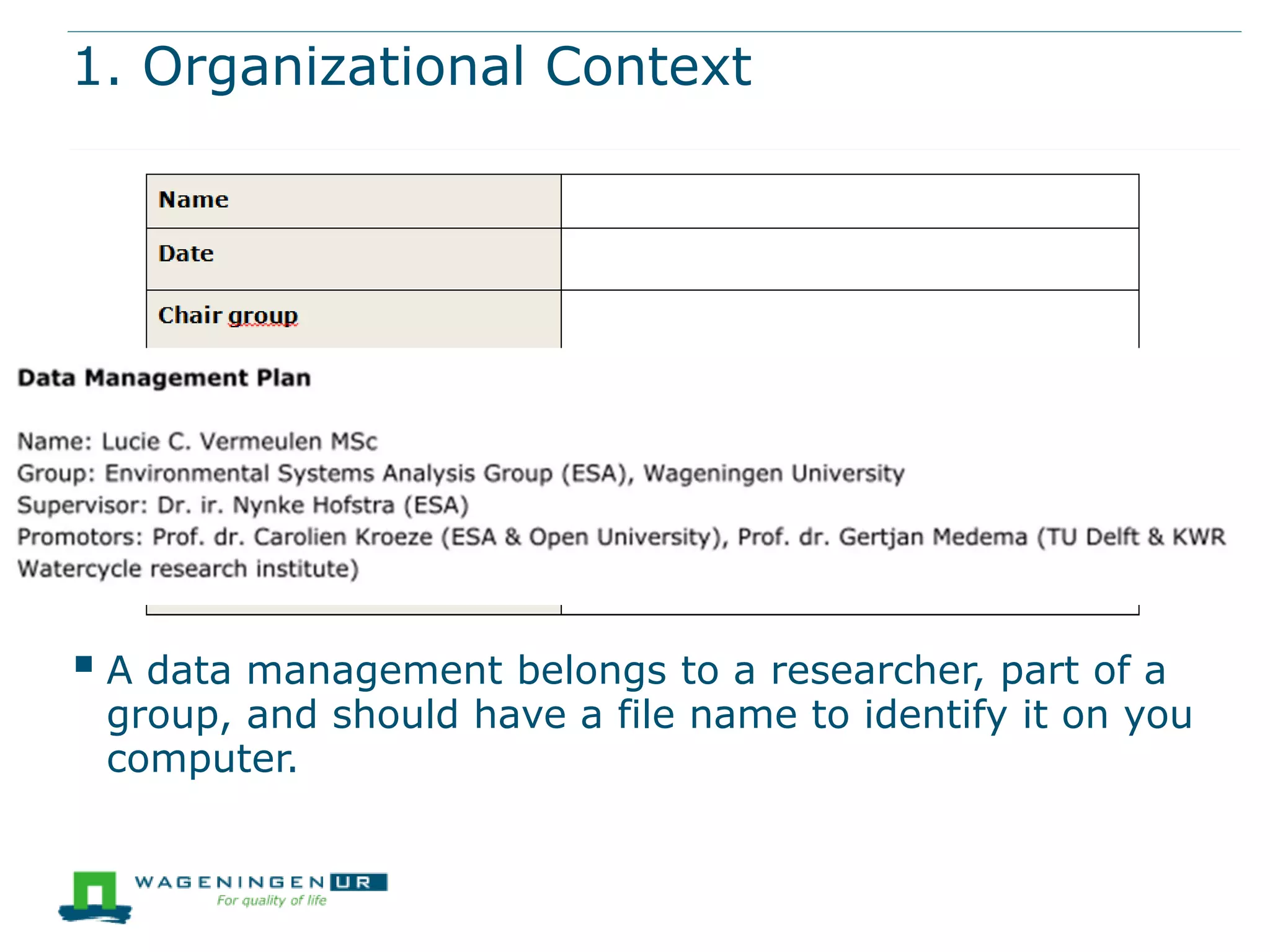 Data management plan format | PPTX