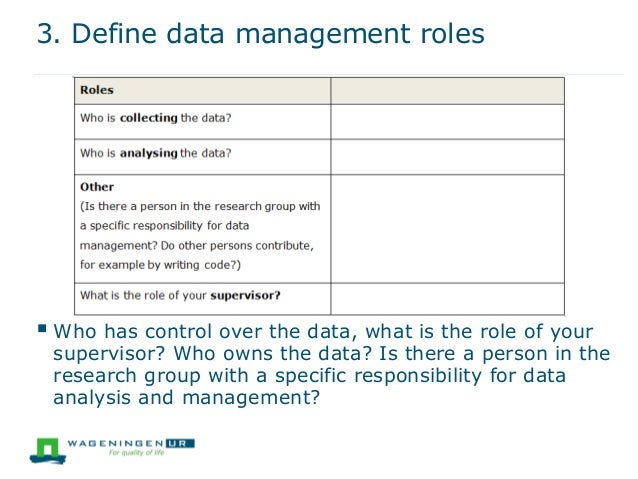 Data management plan format