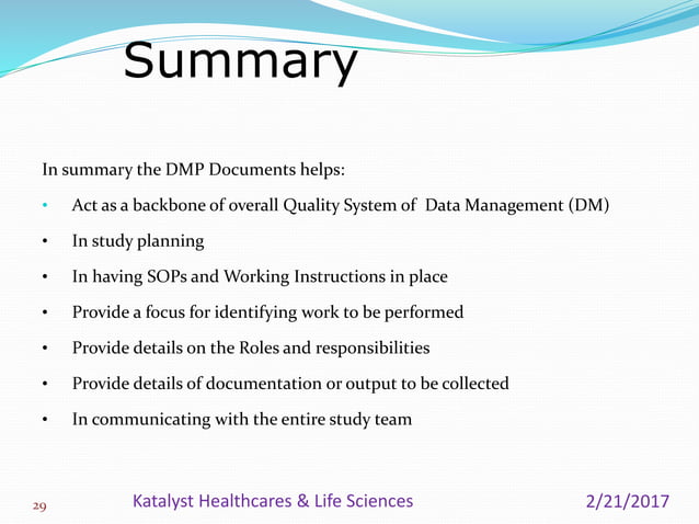 Clinical Data Management Plan_Katalyst HLS | PPTX