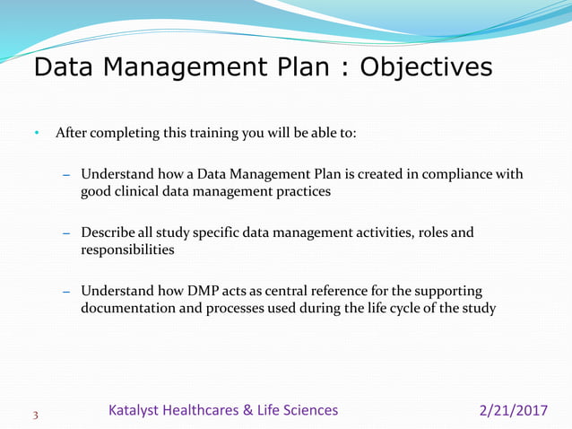 Clinical Data Management Plan_Katalyst HLS | PPTX