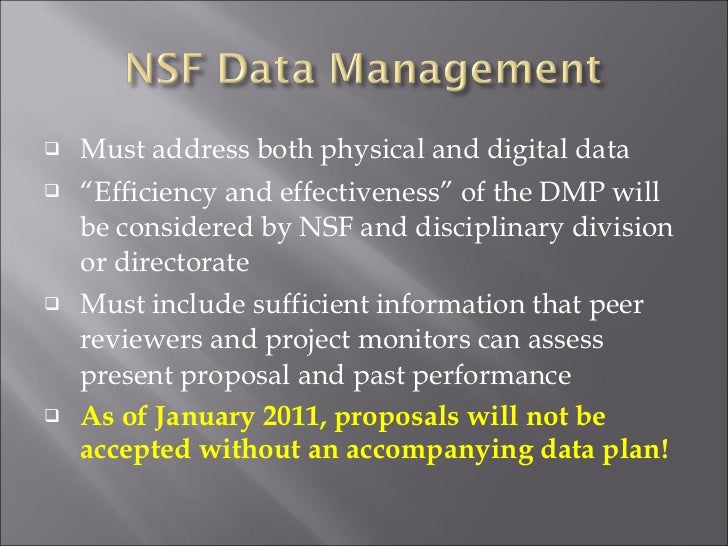 Data management plans (dmp) for nsf