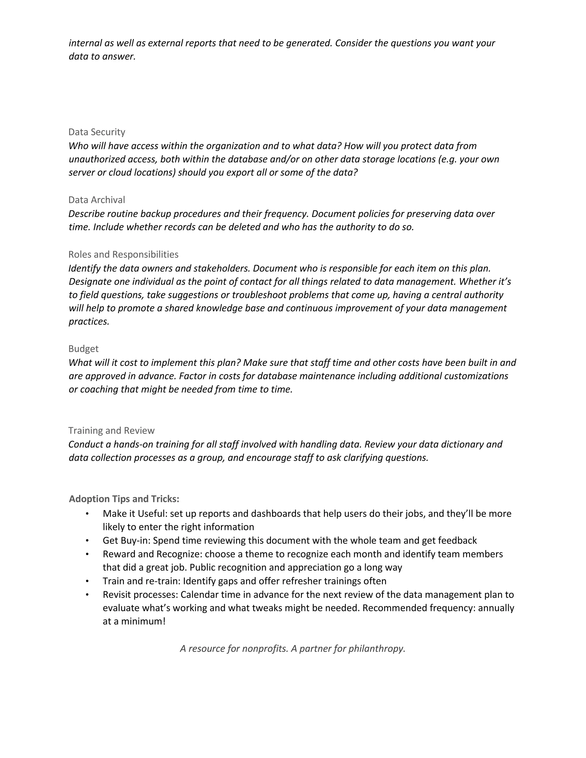 Data management plan template | DOCX