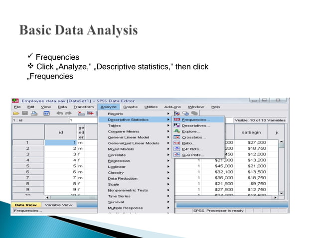 Data management through spss