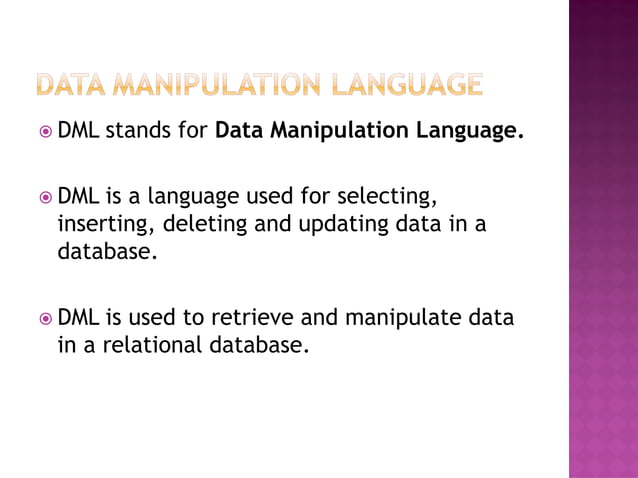 Data manipulation language | PDF | Databases | Computer Software and Applications