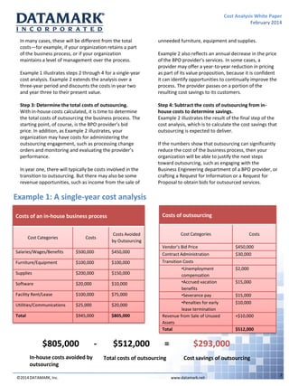 Performing a Cost Analysis for a Business Process Outsourcing Decision ...