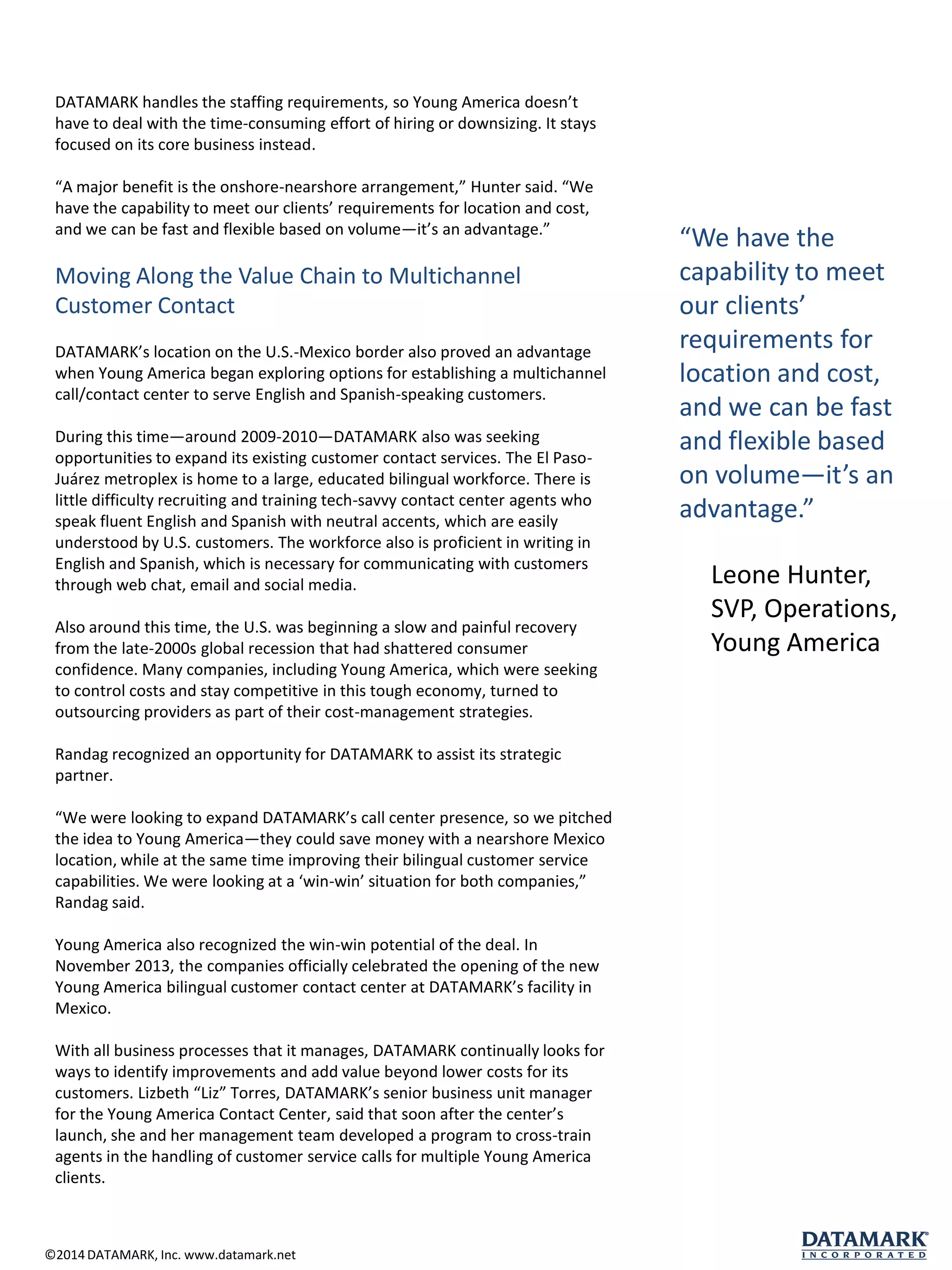 Young America and DATAMARK: Forging a Strategic Partnership | PDF