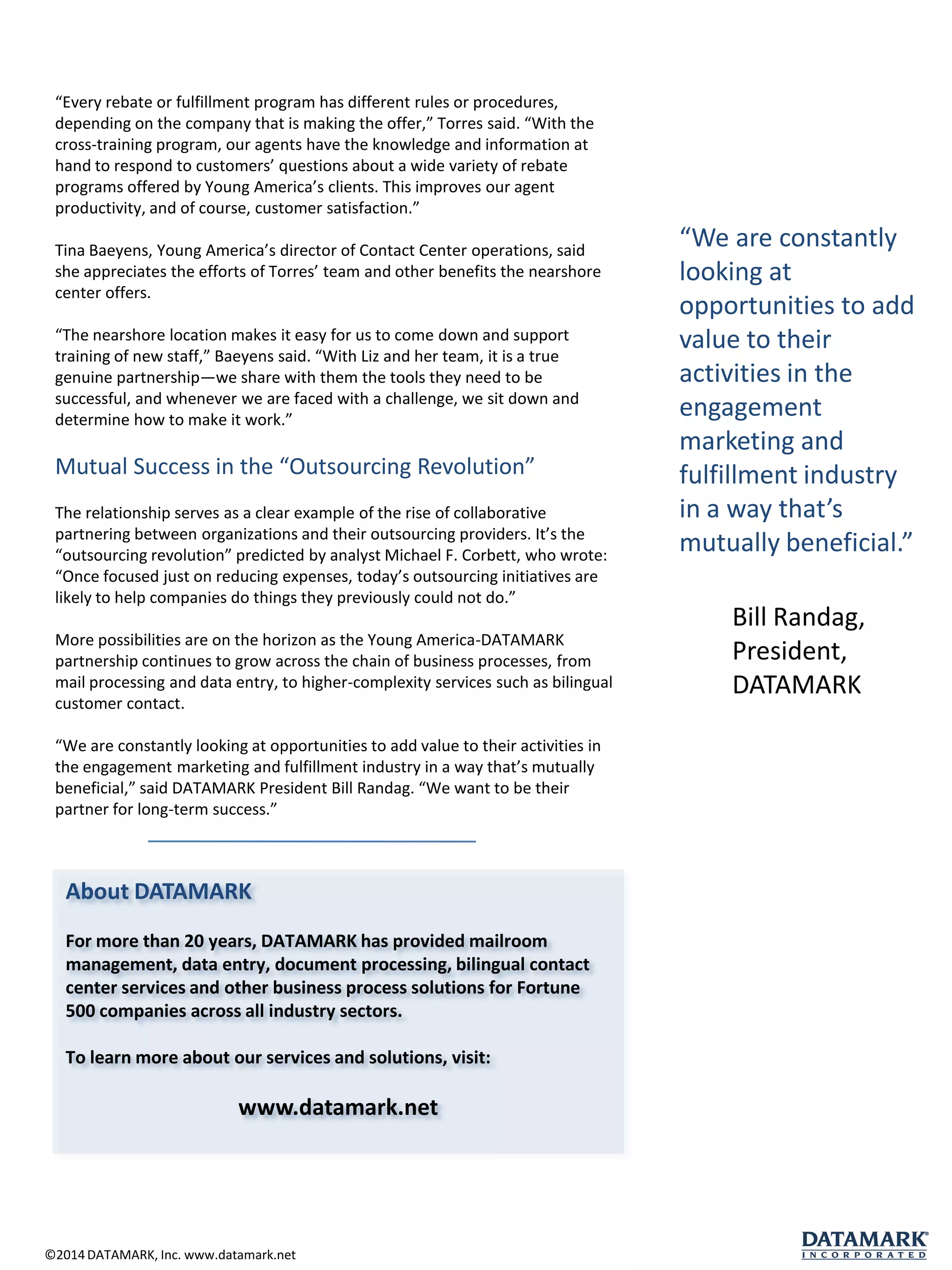 Young America and DATAMARK: Forging a Strategic Partnership | PDF