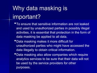 Data masking in sas | PPTX
