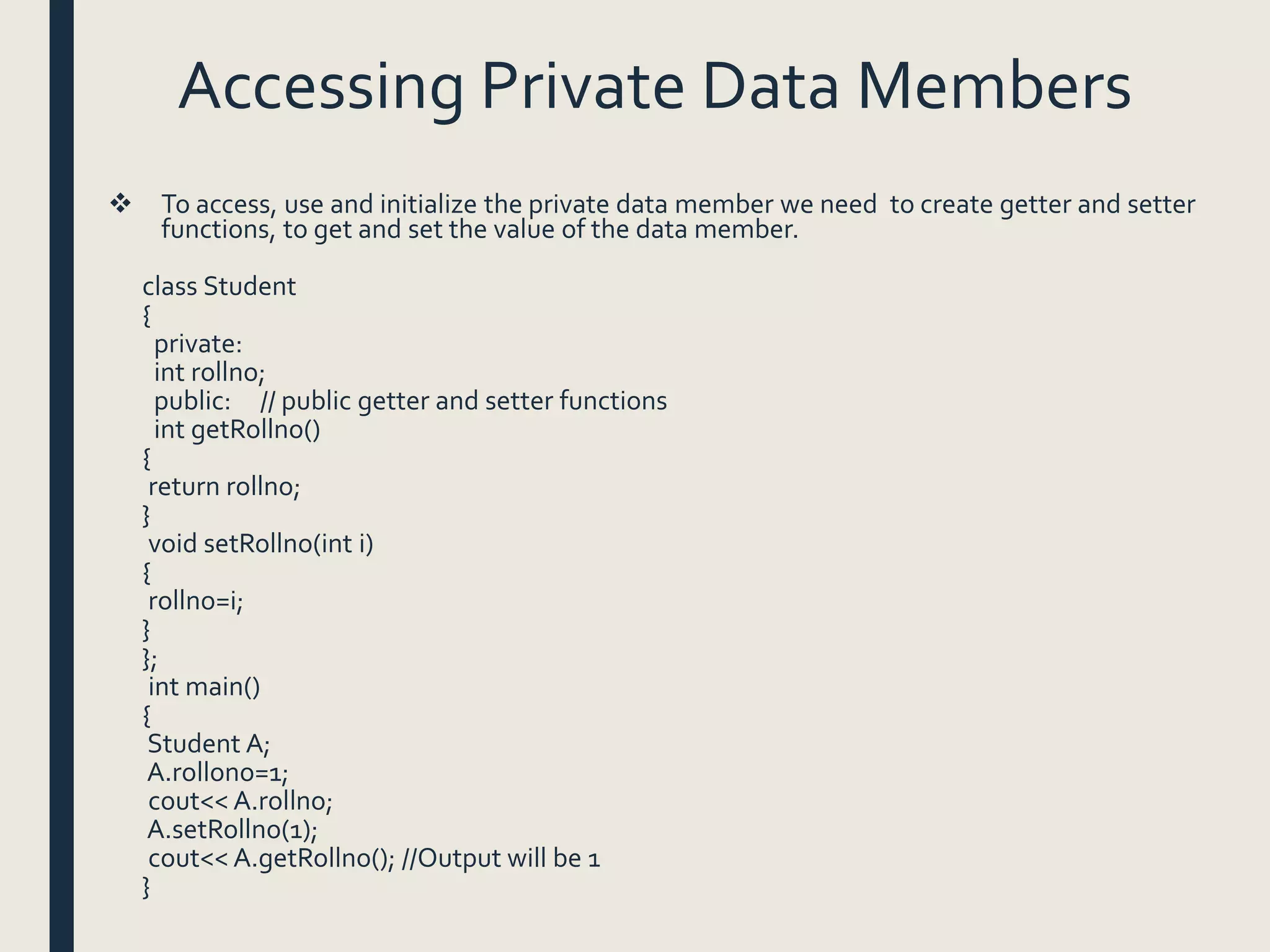 Data members and member functions | PPTX