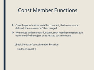 Data members and member functions | PPTX