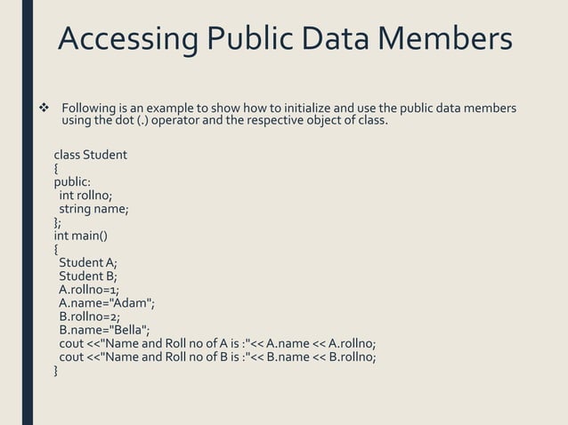 Data members and member functions | PPTX