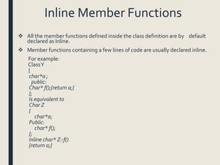 Data members and member functions | PPT