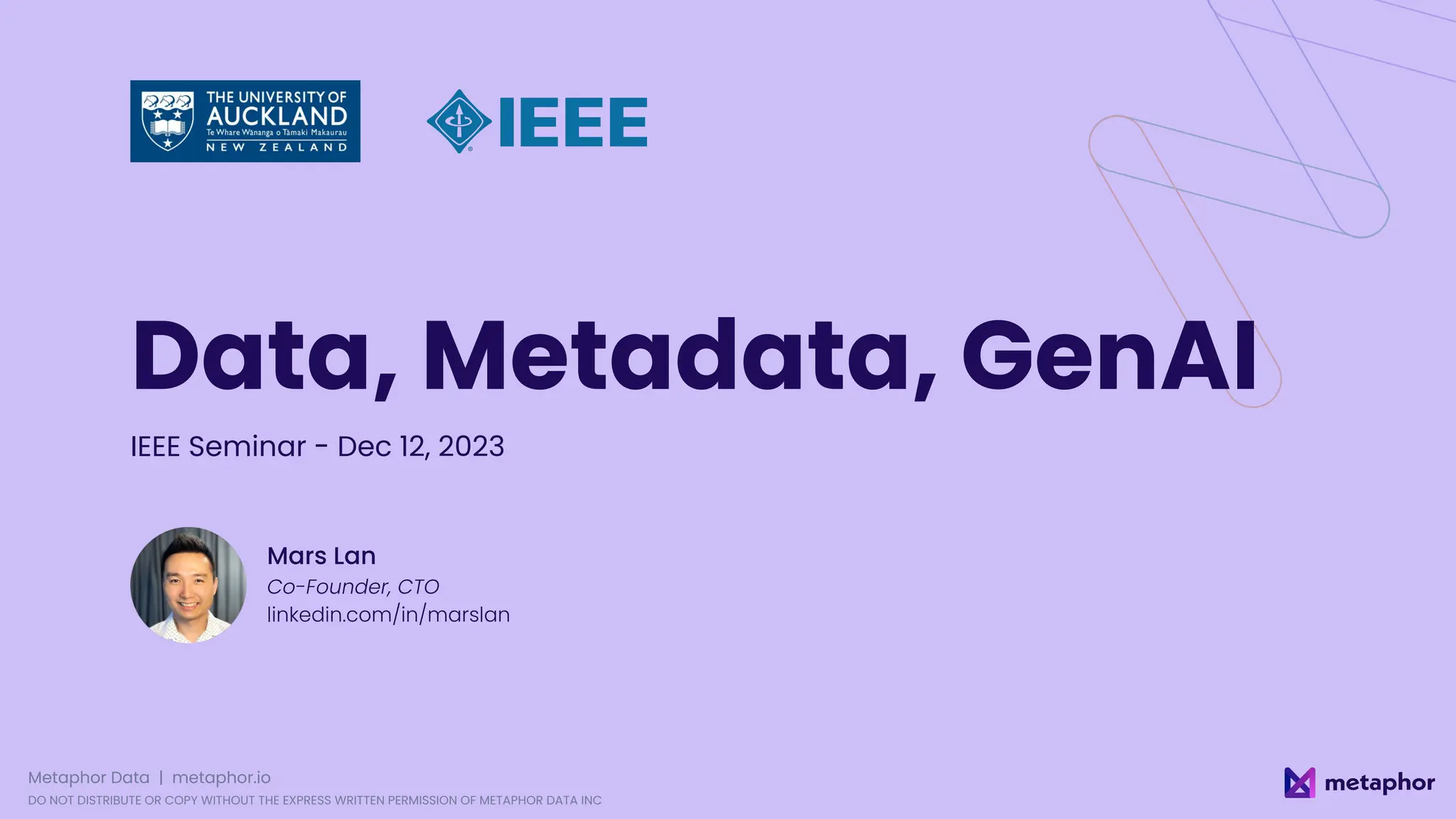 Data, Metadata, GenAI (Seminar by IEEE, New Zealand North Section ...