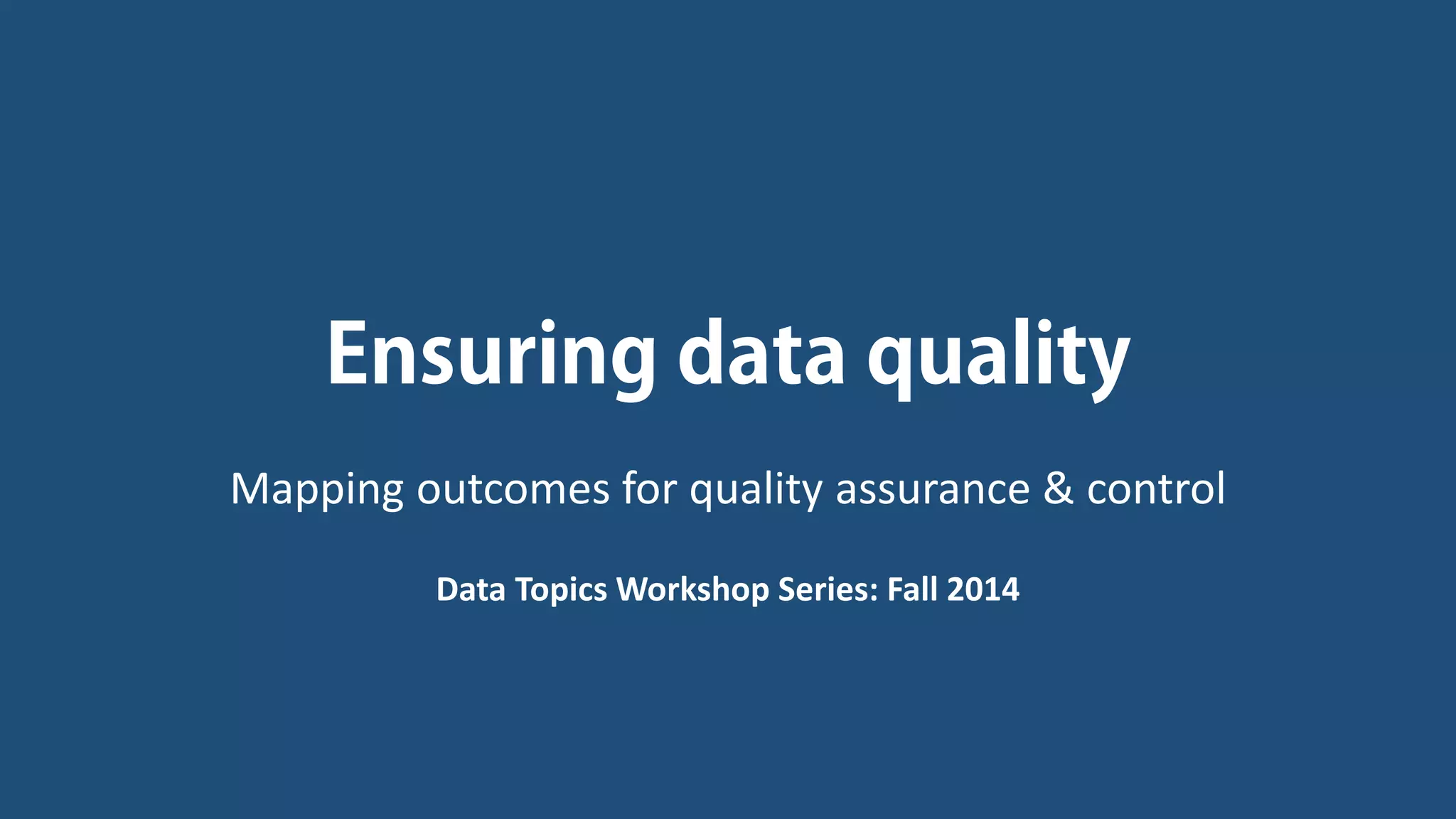 Ensuring data quality | PDF