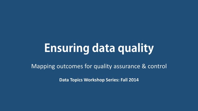 Ensuring data quality | PDF