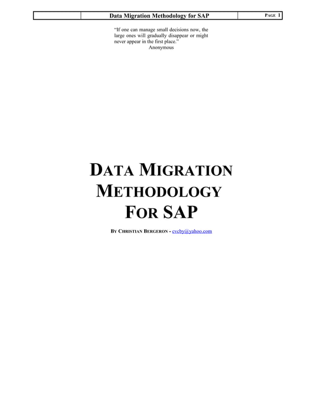 Data migration methodology_for_sap_v01a | PDF