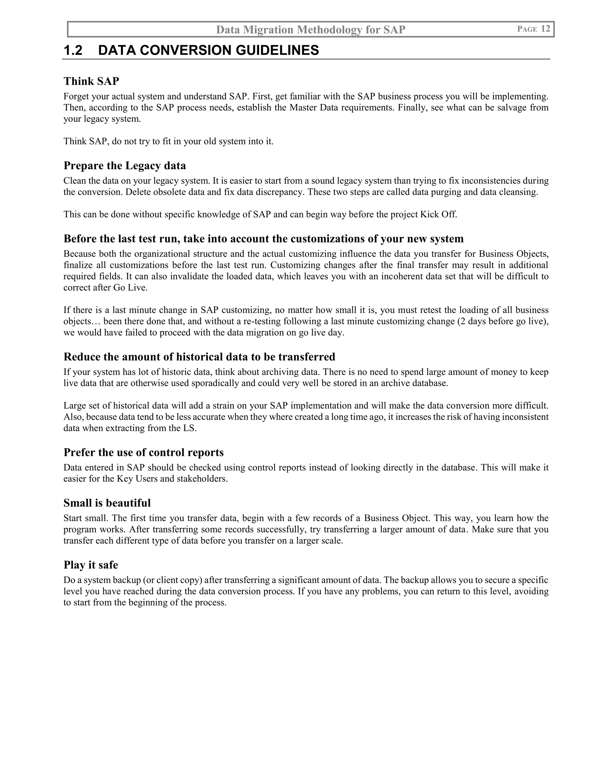 Data migration methodology for sap v2 | PDF