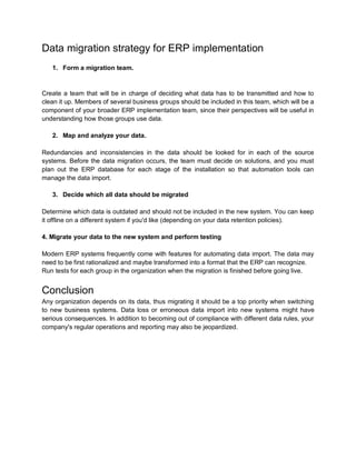 Data migration strategy in ERP.pdf | Databases | Computer Software and ...