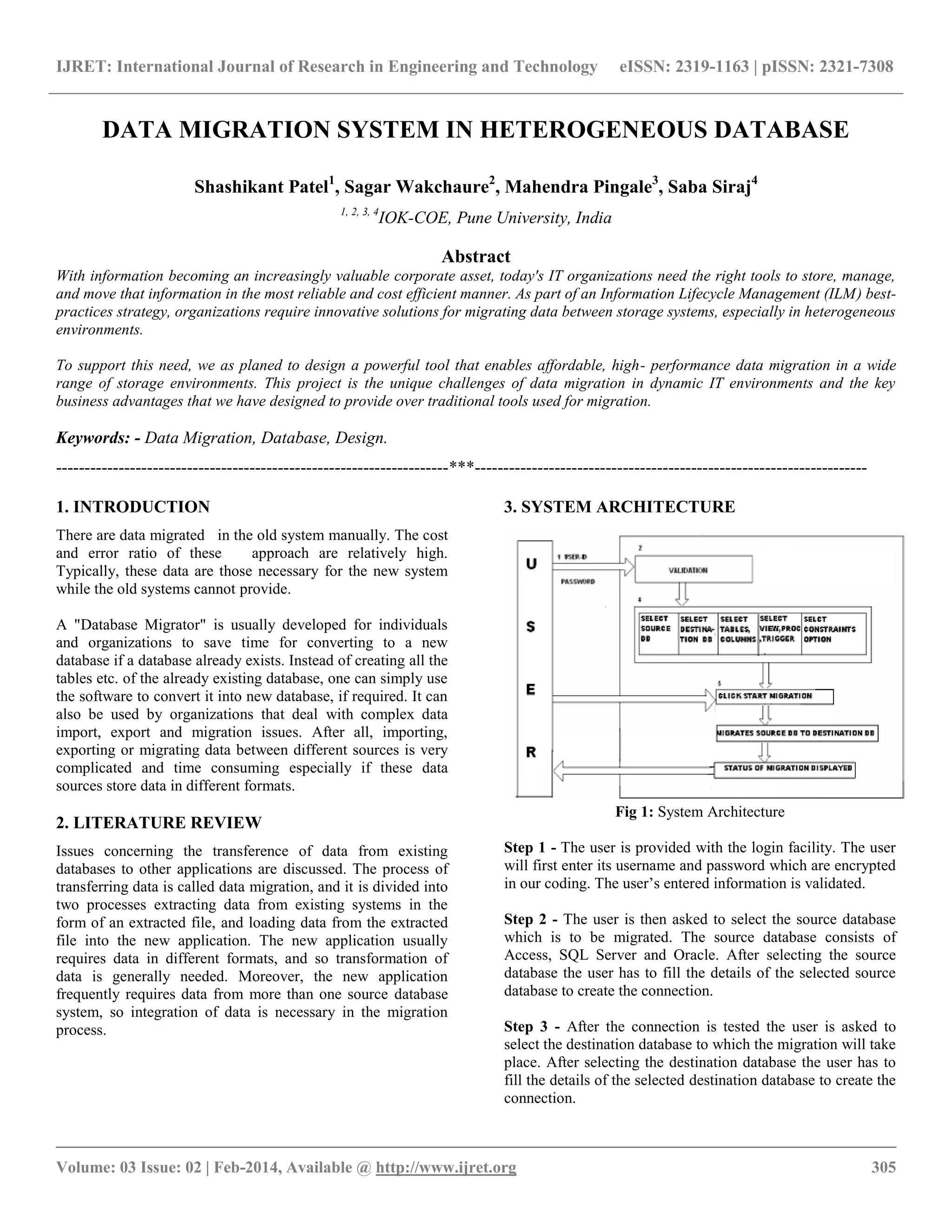 Data migration system in heterogeneous database | PDF | Databases | Computer Software and ...