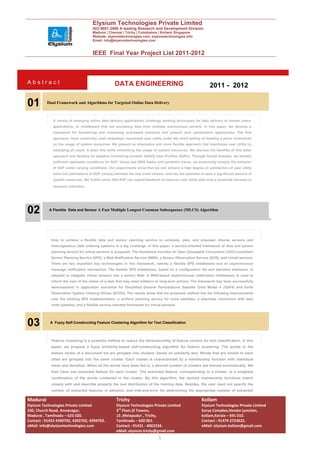 IEEE Final Year Projects 2011-2012 :: Elysium Technologies Pvt Ltd::Data mining | PDF ...