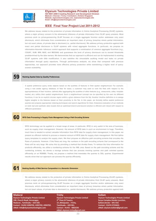 IEEE Final Year Projects 2011-2012 :: Elysium Technologies Pvt Ltd::Data mining | PDF ...