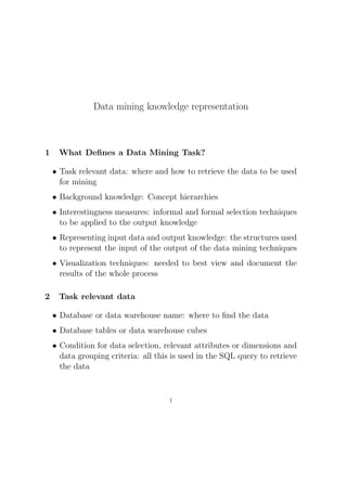 Data mining knowledge representation Notes | PDF