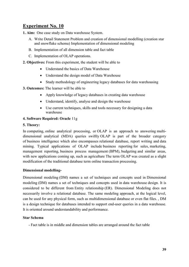 Data mining and data warehouse lab manual updated | PDF | Databases ...