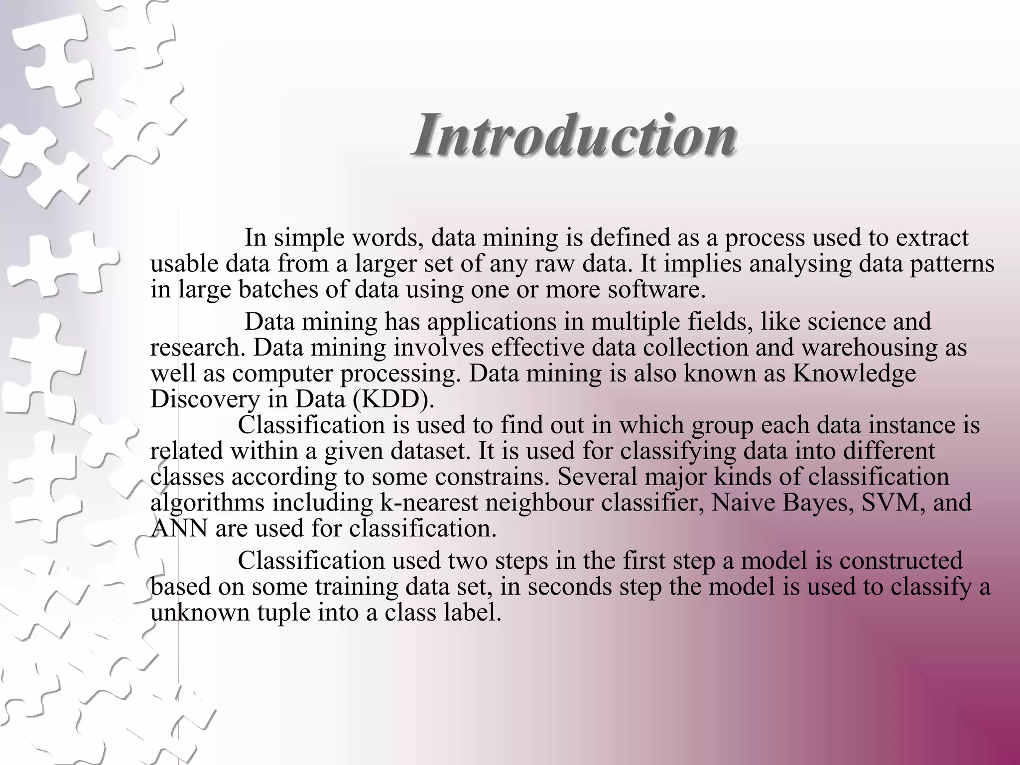 Data mining classifiers. | PPTX