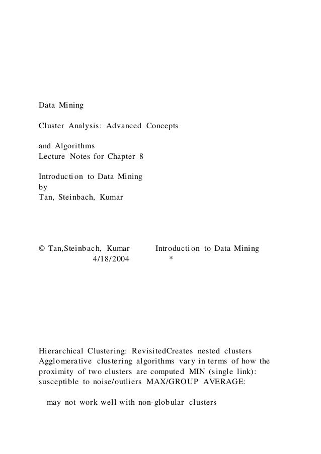 Data Miningcluster Analysis Advanced Concepts And Pdf