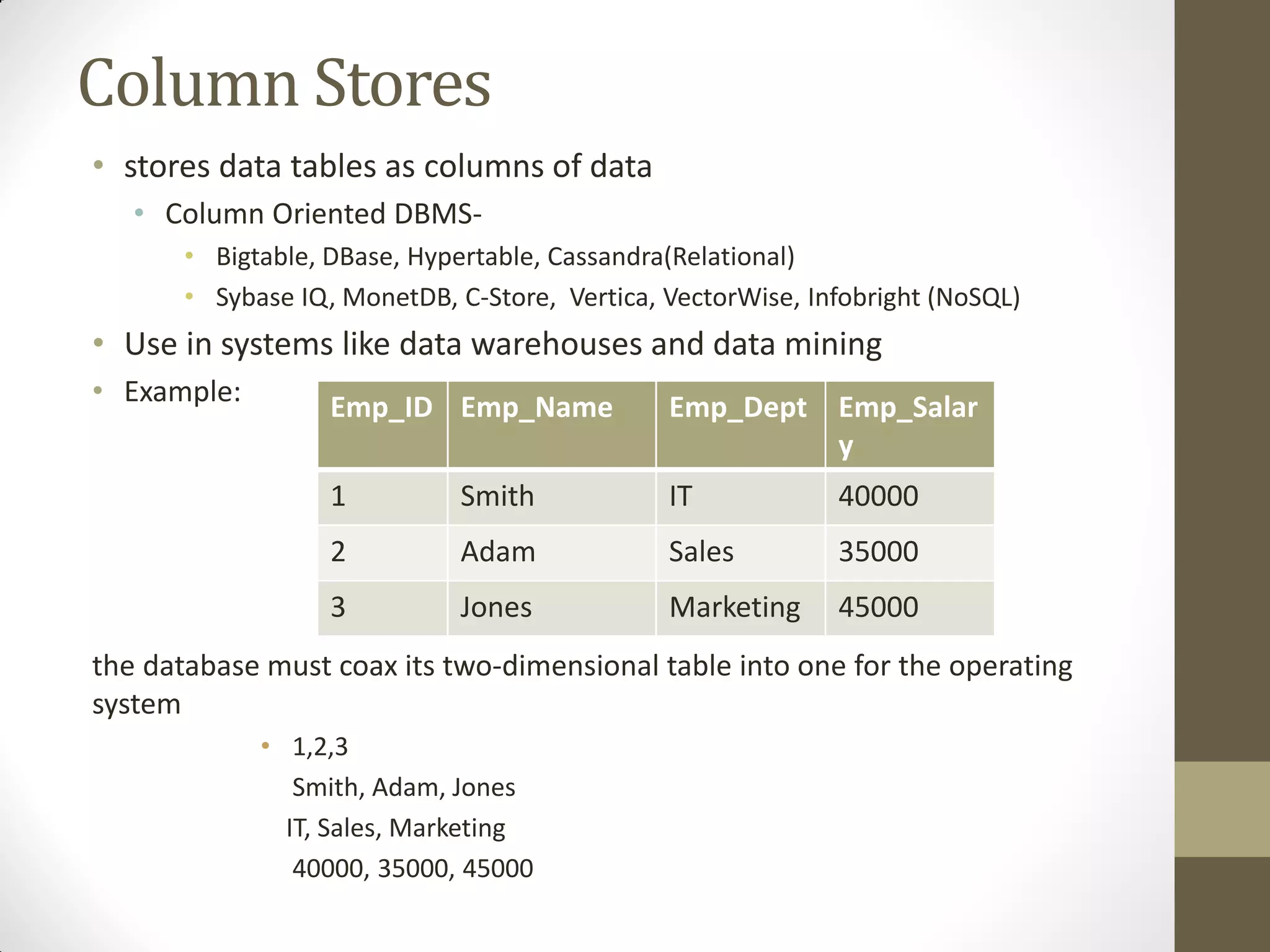 Data mining & column stores | PDF | Databases | Computer Software and Applications