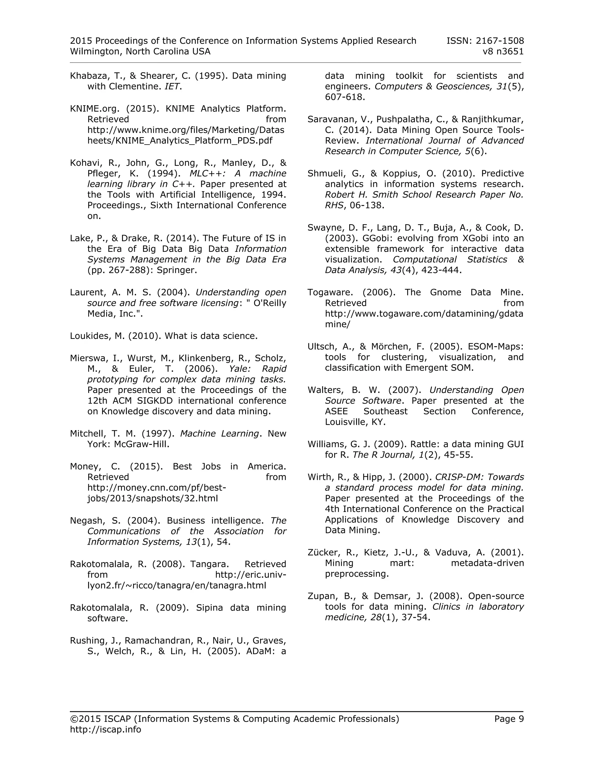 Data Mining Software Comparison Pdf Computer Software And Applications Computing