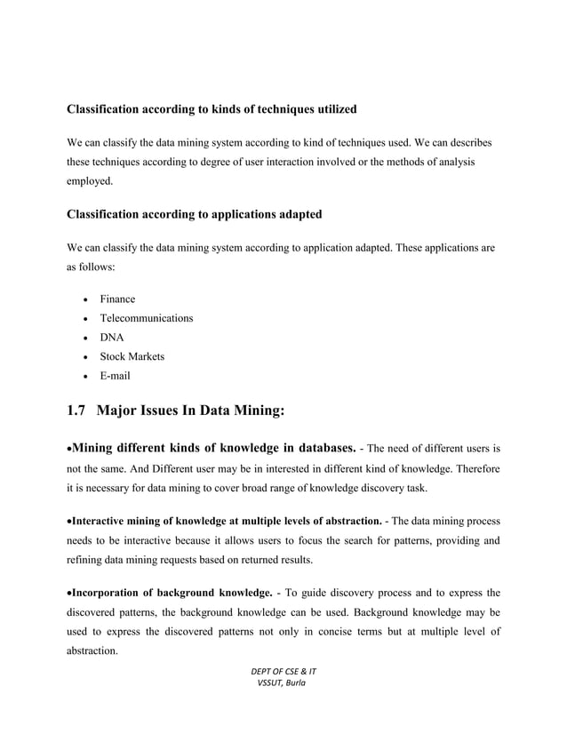 Data Mining & Data Warehousing Lecture Notes | PDF