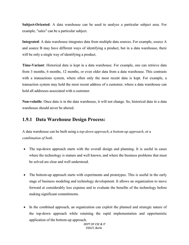 Data Mining & Data Warehousing Lecture Notes | PDF