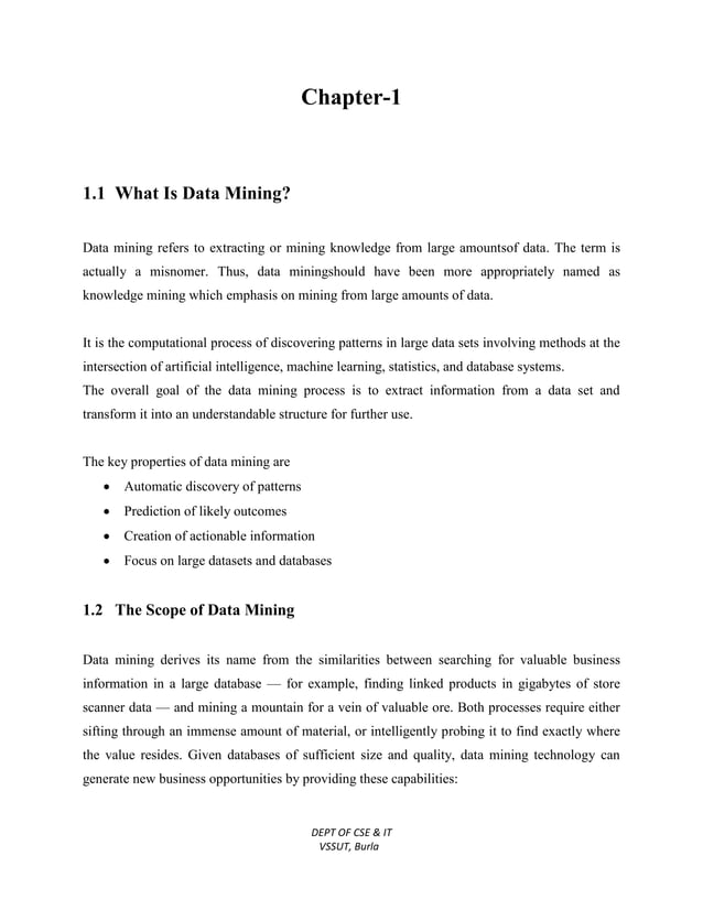 Data Mining & Data Warehousing Lecture Notes | PDF