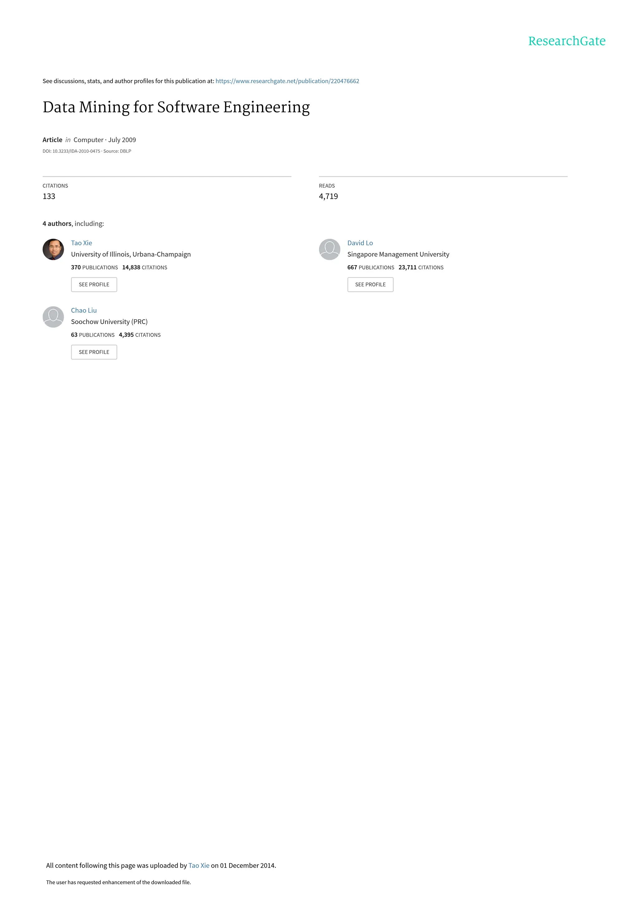Dataminingforsoftwareengineeringpdf Databases Computer Software And Applications