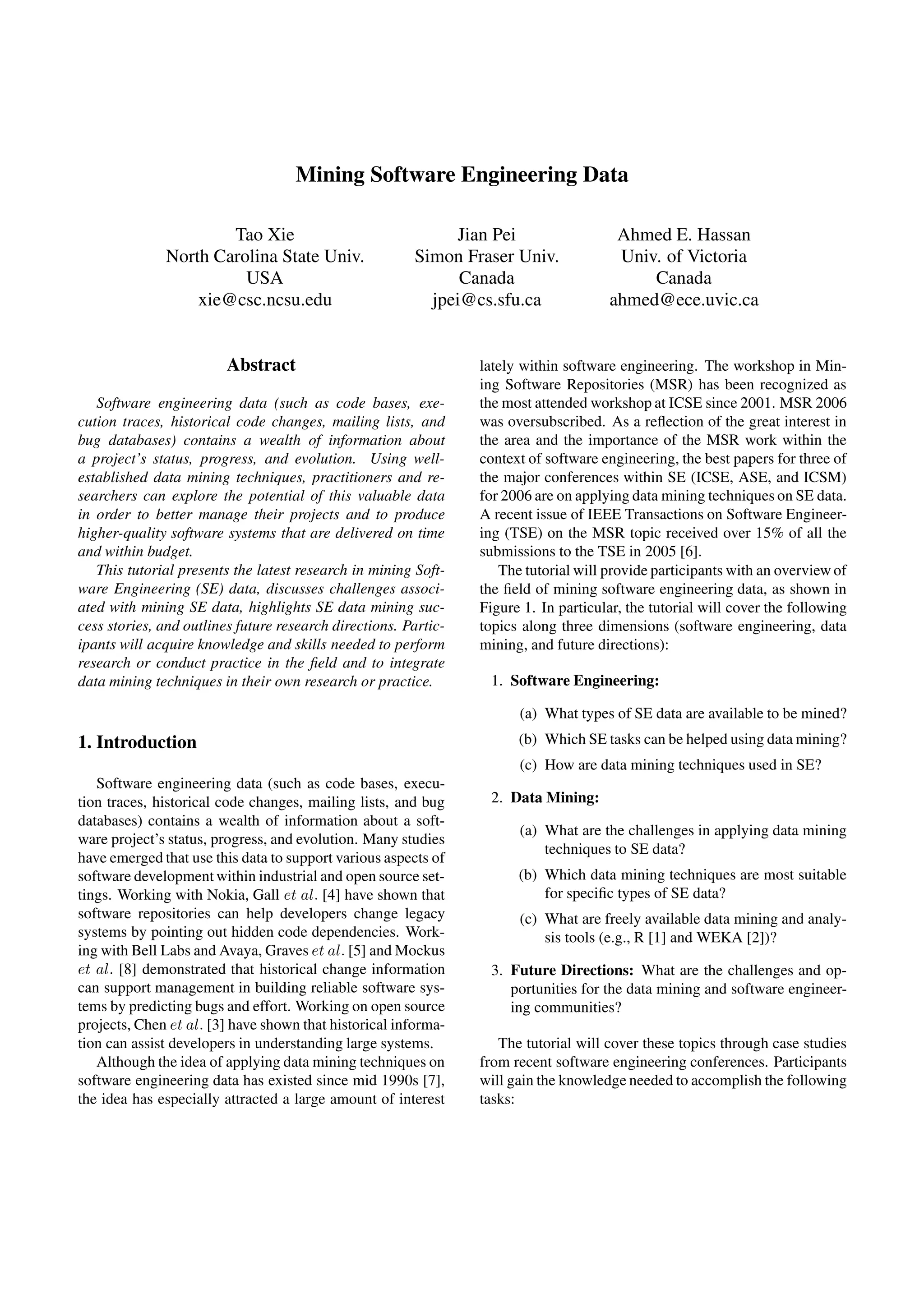 Data_Mining_for_Software_Engineering.pdf | Databases | Computer Software and Applications