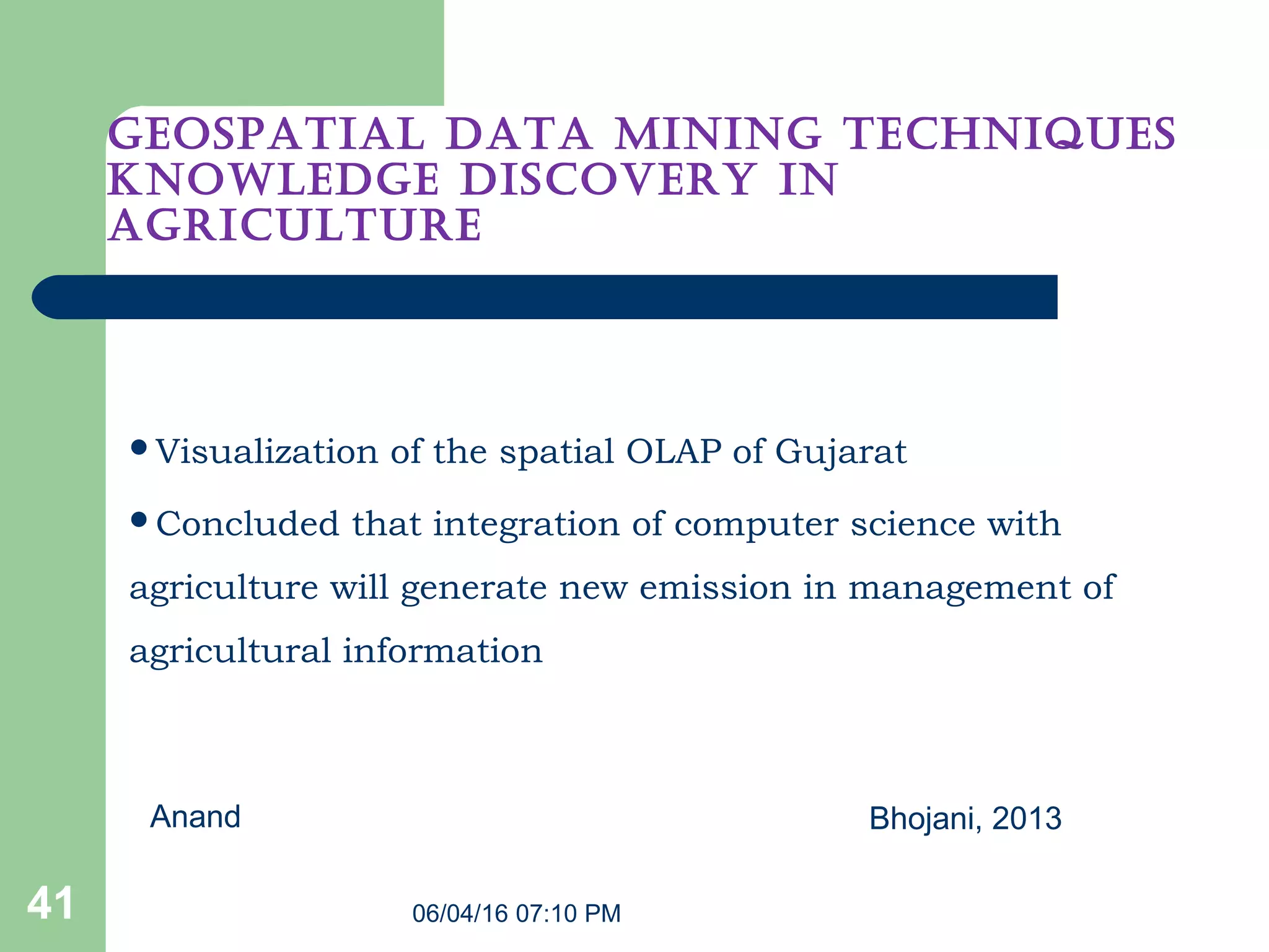 Data mining in agriculture | PPT