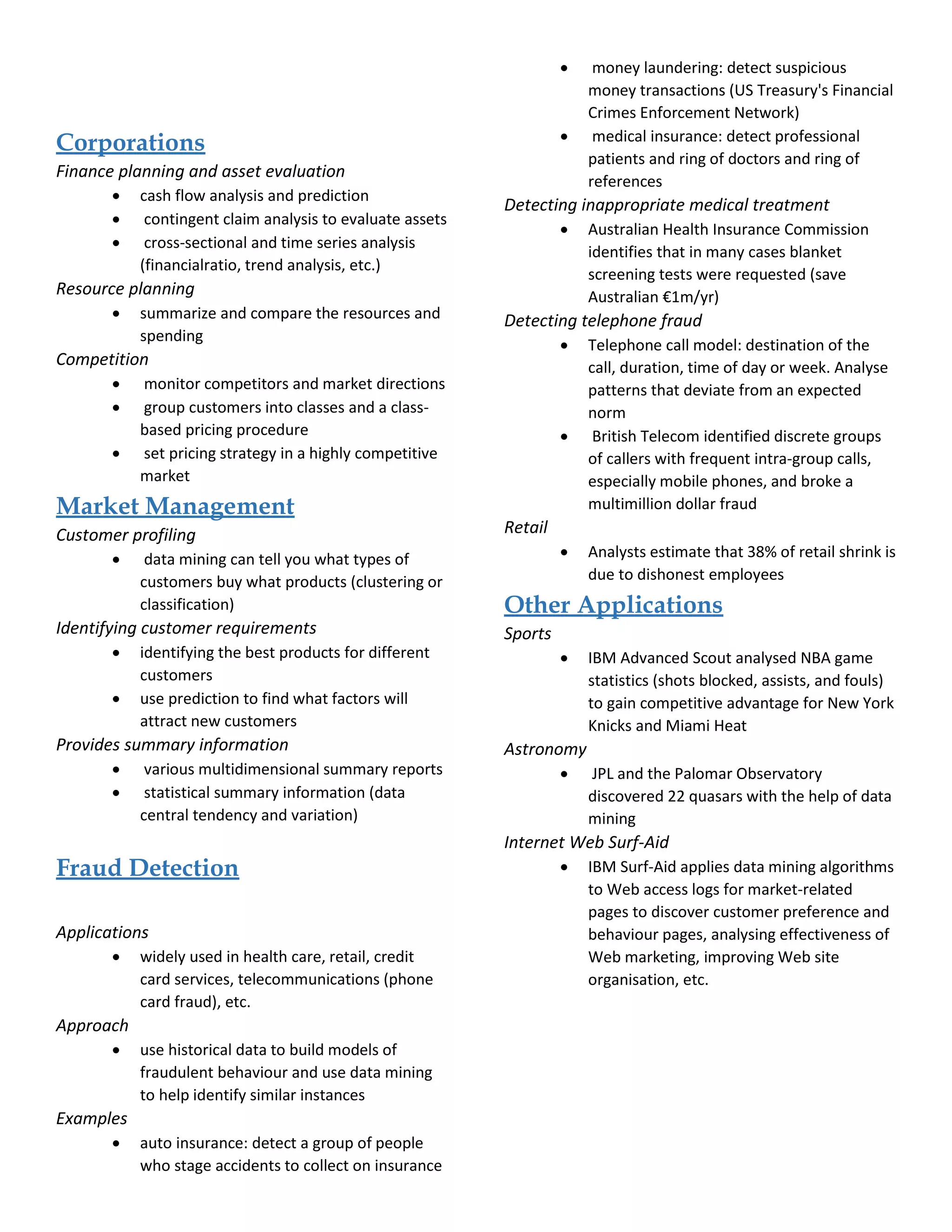 Data mining 1 - Introduction (cheat sheet - printable) | PDF