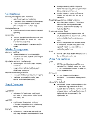 Data mining 1 - Introduction (cheat sheet - printable) | PDF