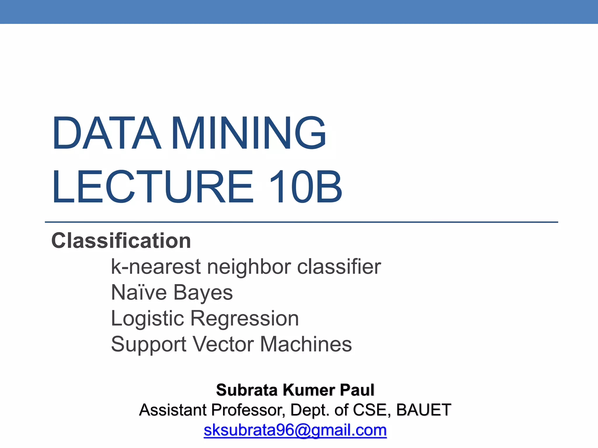 Data Mining Lecture_10(b).pptx | Databases | Computer Software and Applications