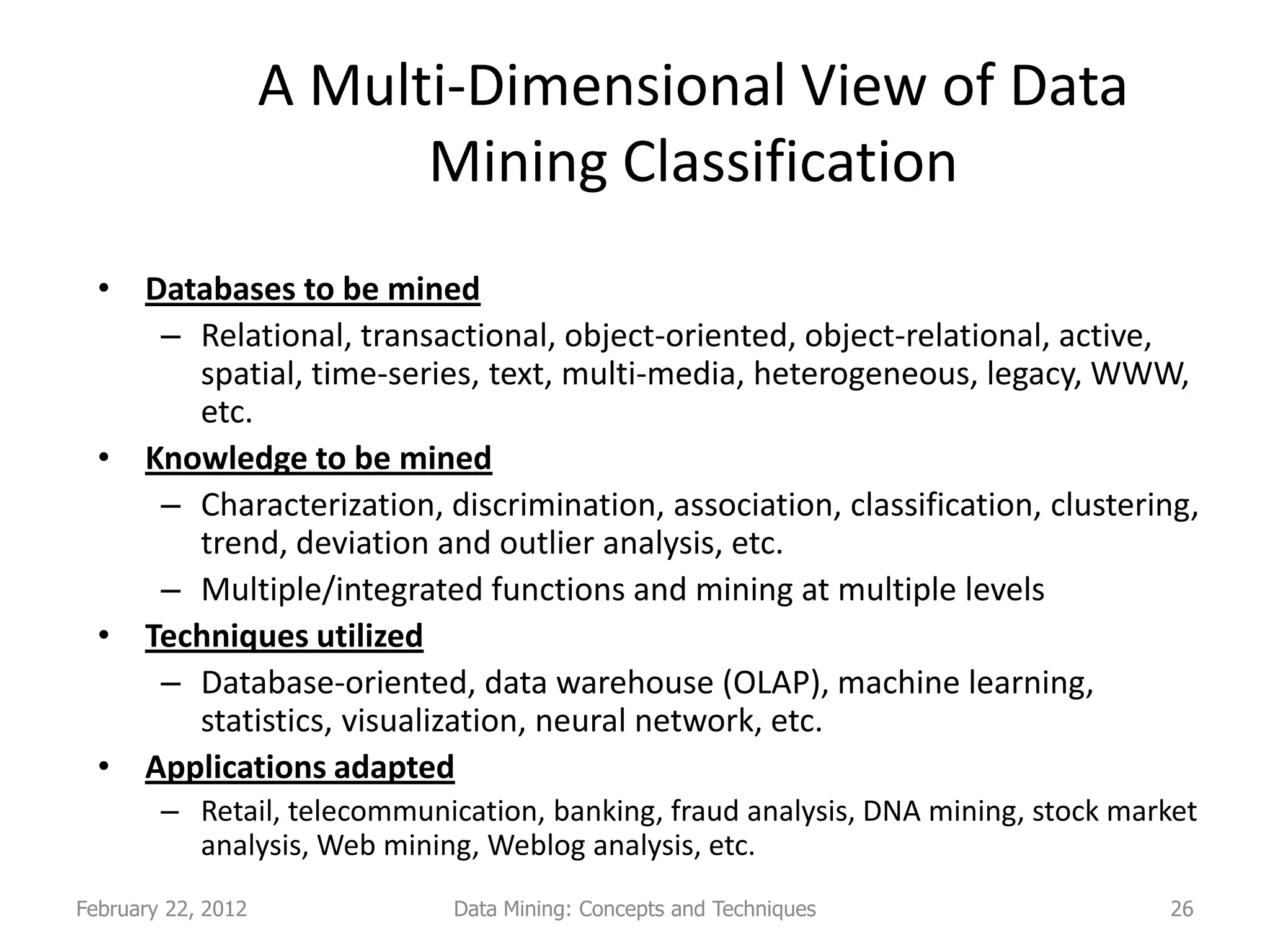 Data Mining Lecture 1 And 2 Conecpts And Techniques Ppt