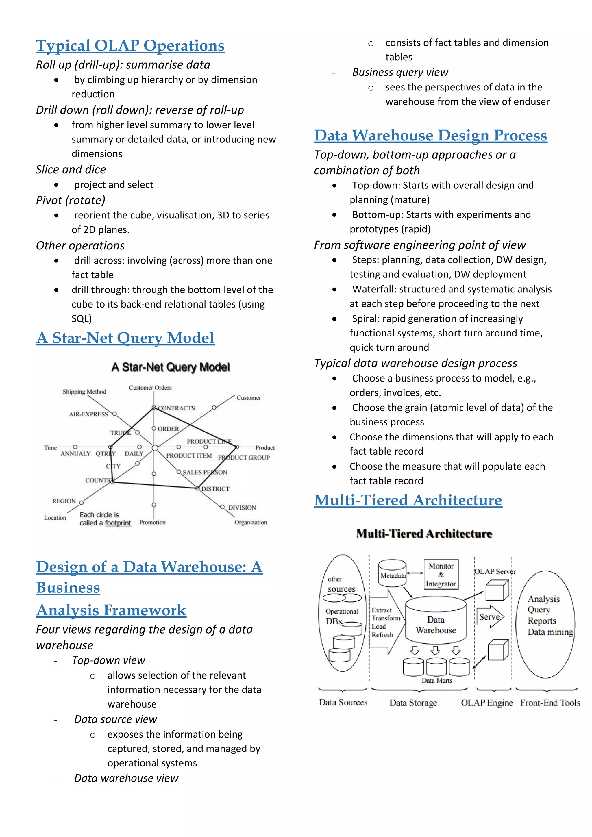 Data mining 3 - Data Models and Data Warehouse Design (cheat sheet ...