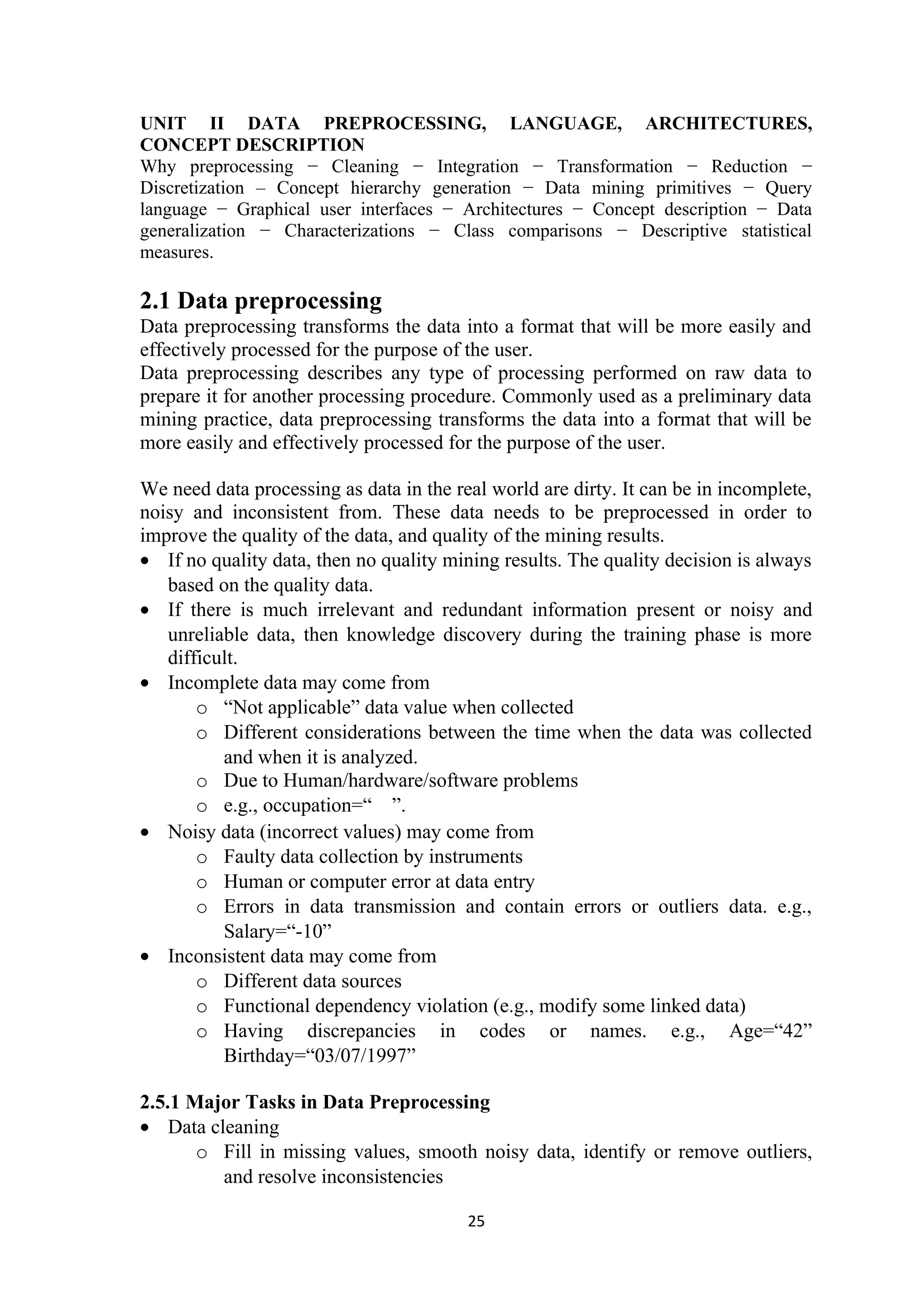 Data mining notes | DOC