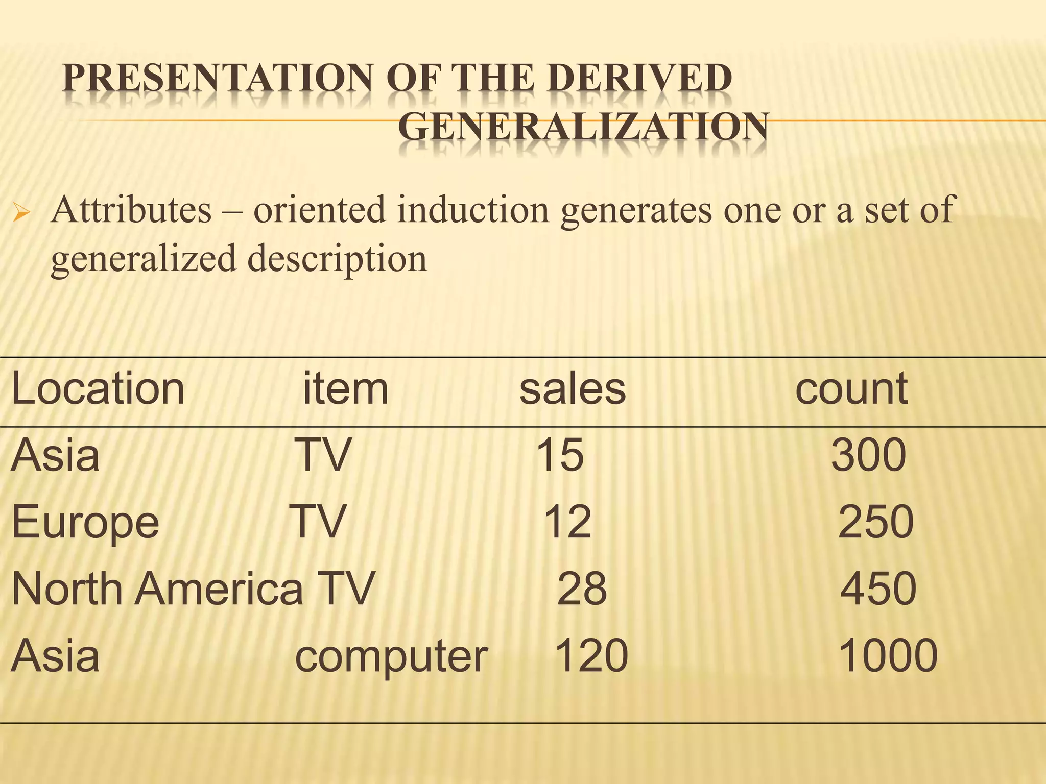 data generalization and summarization | PPTX