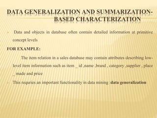 data generalization and summarization | PPTX
