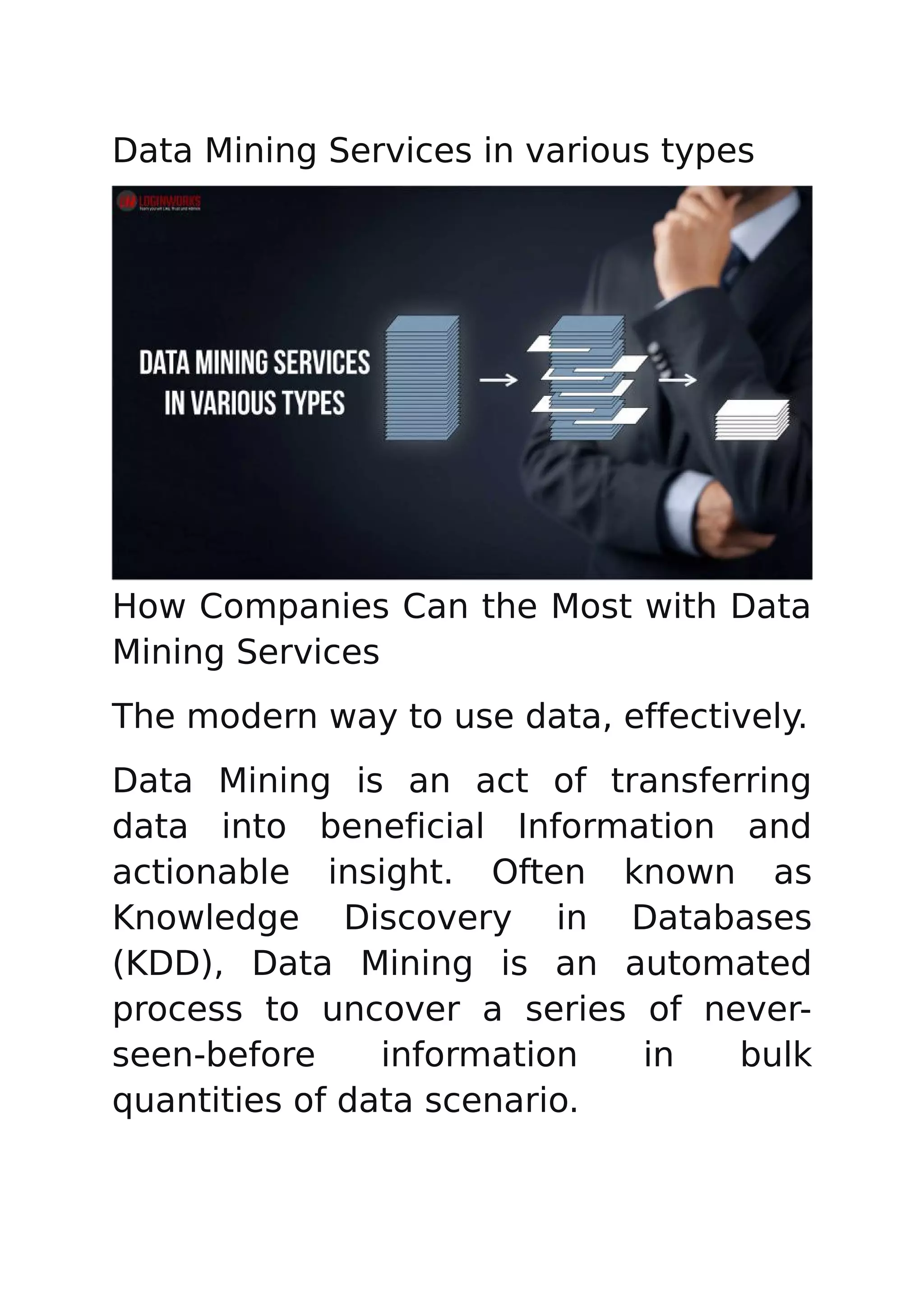 Data Mining Services in various types | PDF