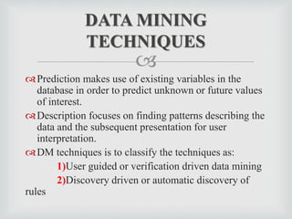 Data mining techniques | PPTX